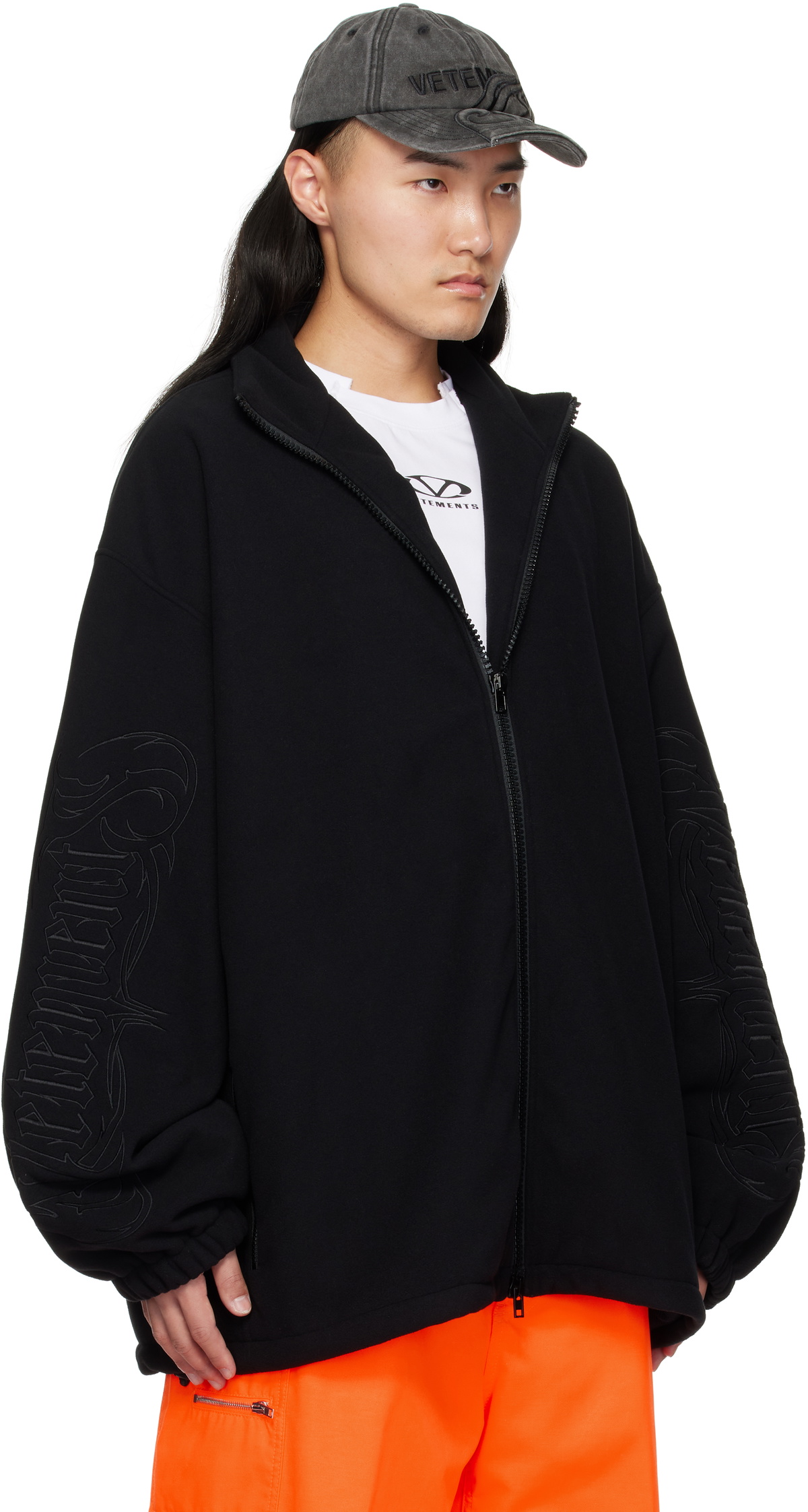 VETEMENTS Black Metal Sleeves Fleece Jacket Vetements