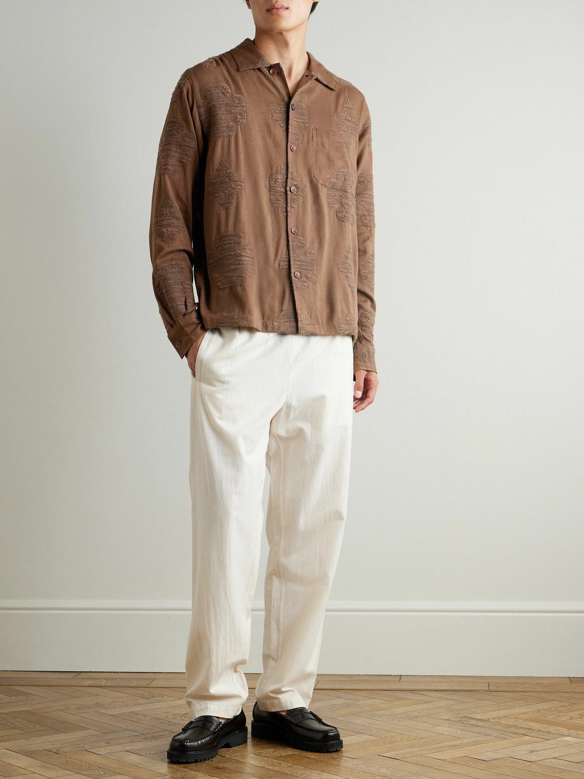 Kardo - Martin Cotton-Jacquard Shirt - Brown Kardo
