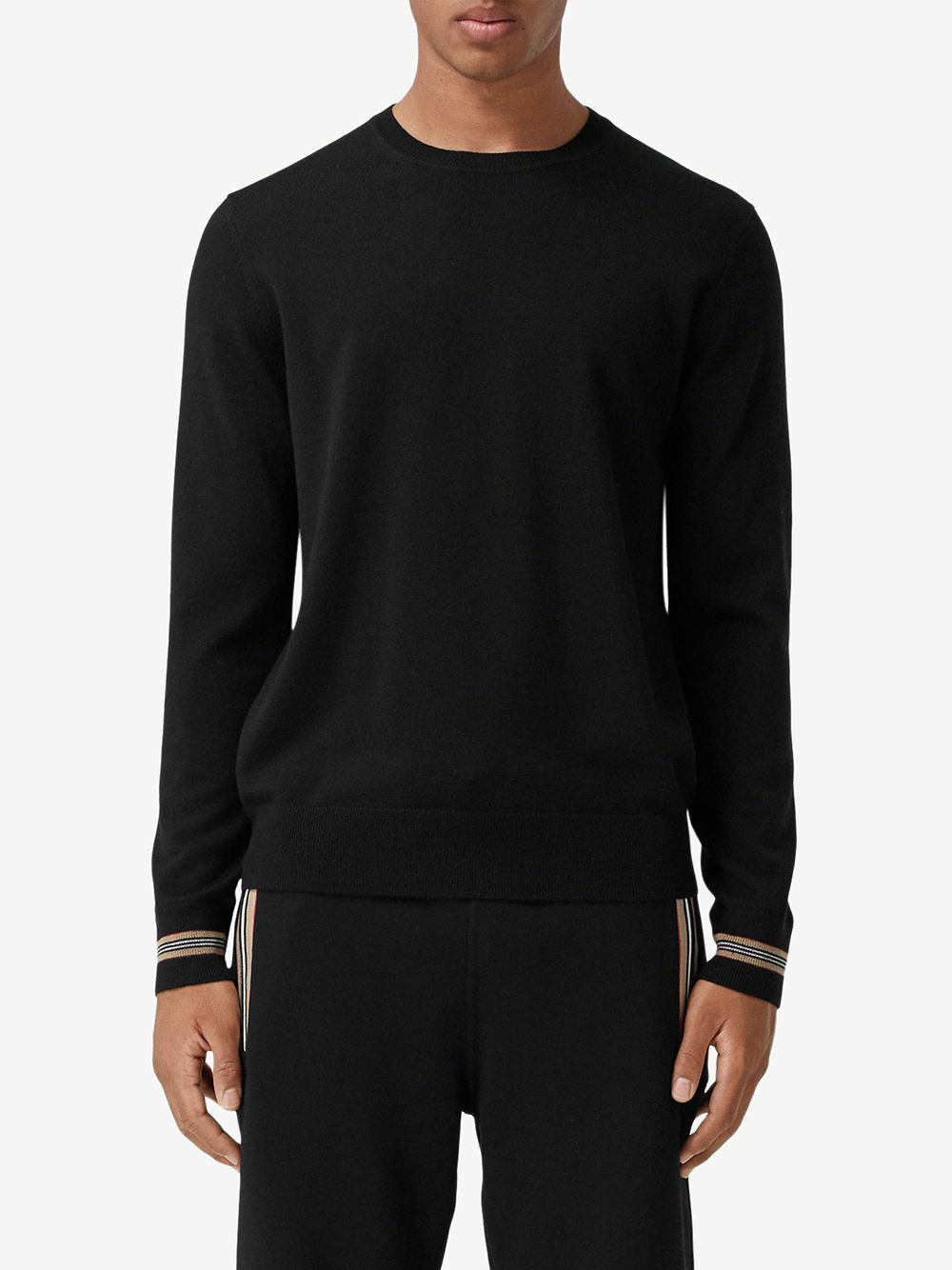 BURBERRY - Check Motif Wool Crewneck Sweater Burberry