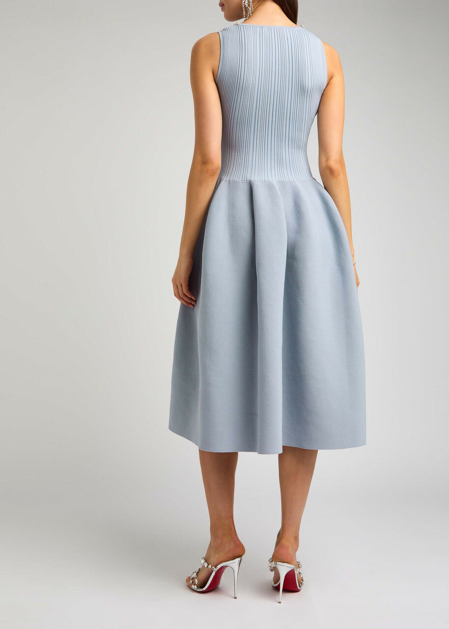 Self-portrait Embellished Stretch-knit Midi Dress Blue Self-Portrait