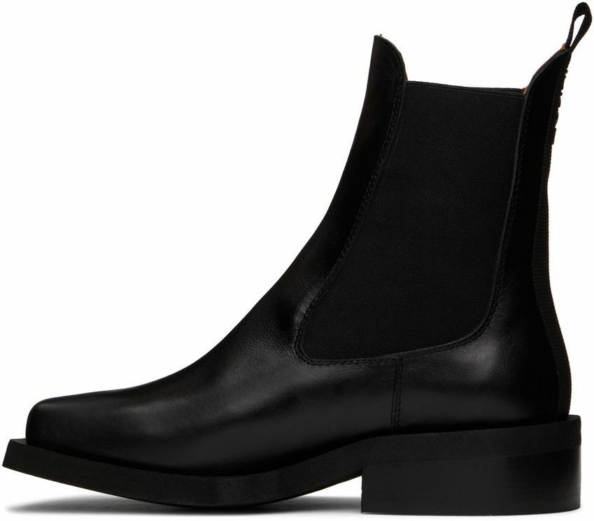 GANNI Black Square Toe Chelsea Boots GANNI
