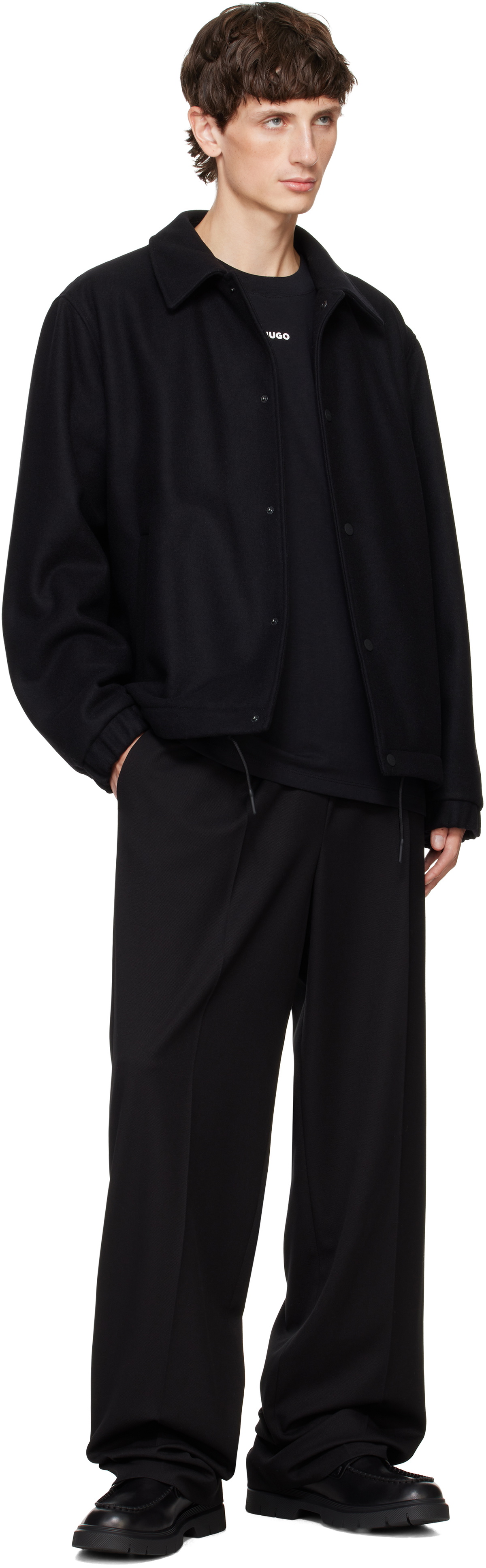 Hugo Black Wool Coach Jacket Hugo Boss