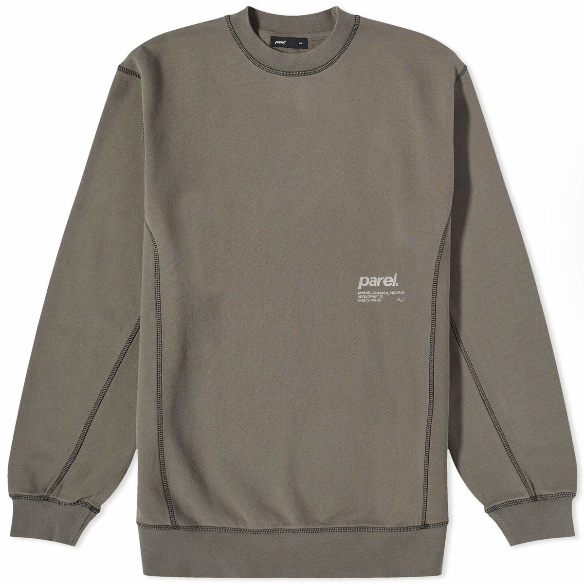 Parel Studios Men's Contrast Crew Neck Sweat in Warm Grey Parel Studios