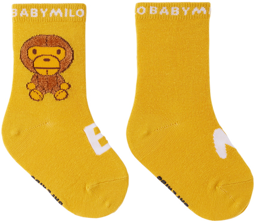 BAPE Kids Yellow Baby Milo Socks A Bathing Ape