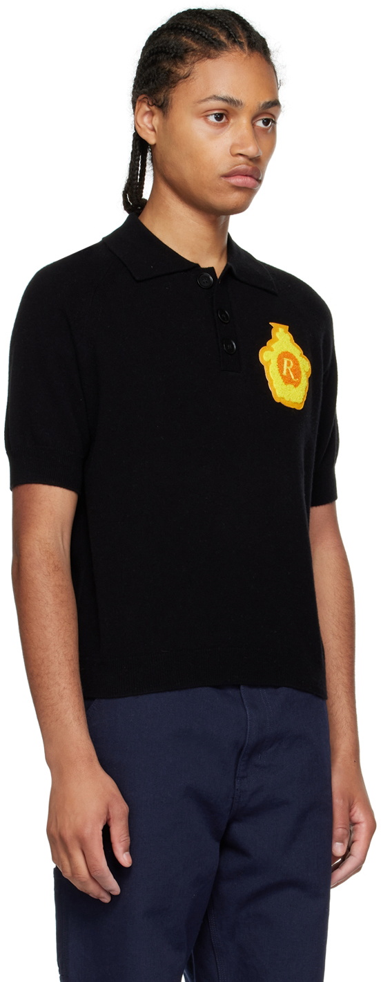 Rhude Black Merino Wool Polo Rhude
