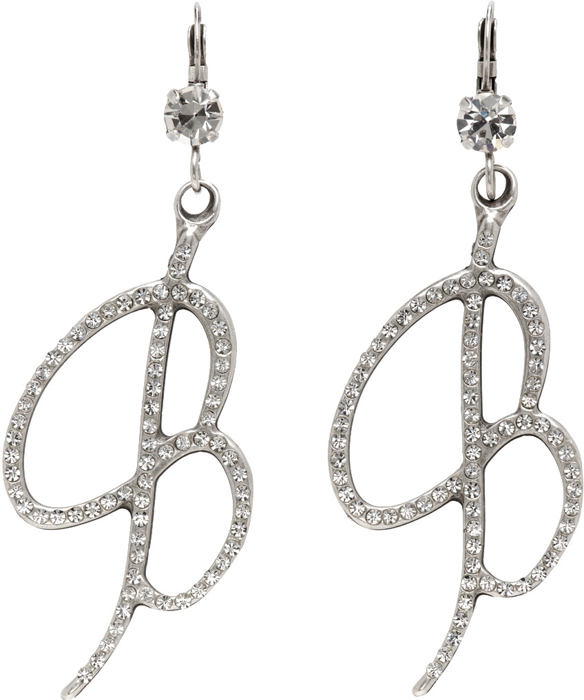 Blumarine Silver Crystal 'B' Earrings Blumarine