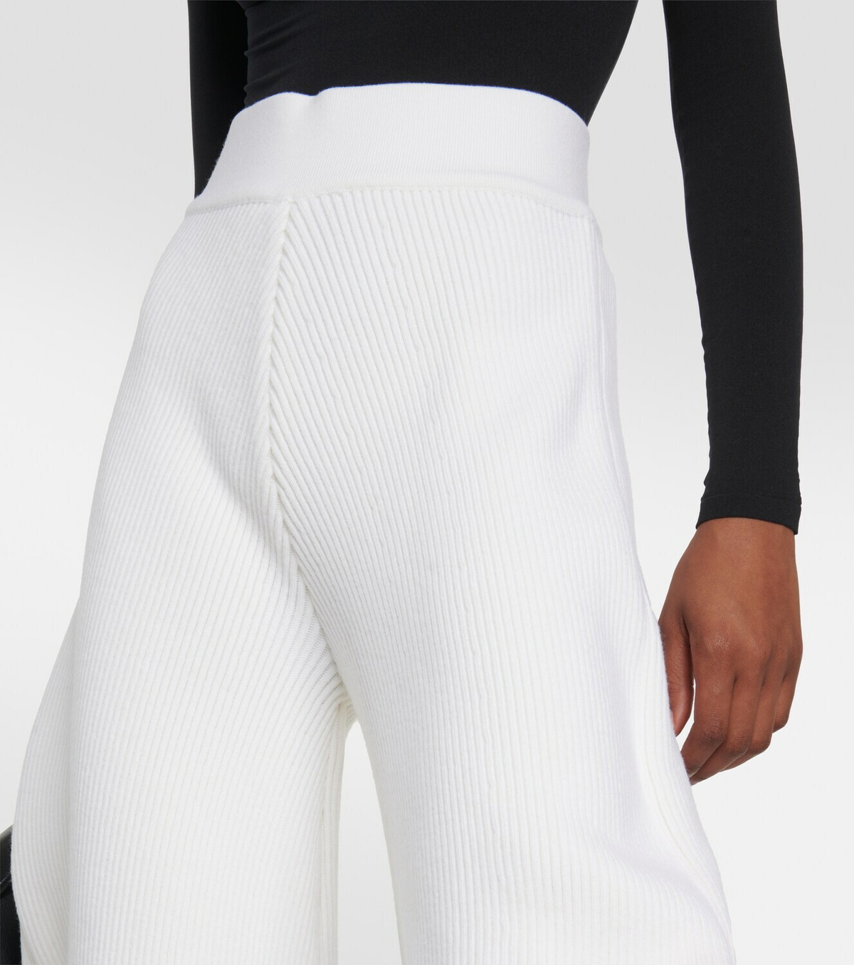 Alaïa High-rise knit barrel-leg pants ALAÏA