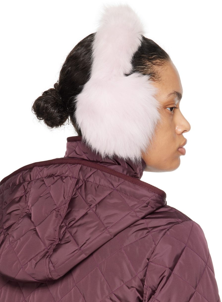 Burberry Pink Sheep Leather Shearling Ear Warmers Burberry
