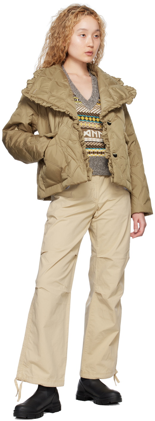 GANNI Khaki Frill Edge Jacket GANNI