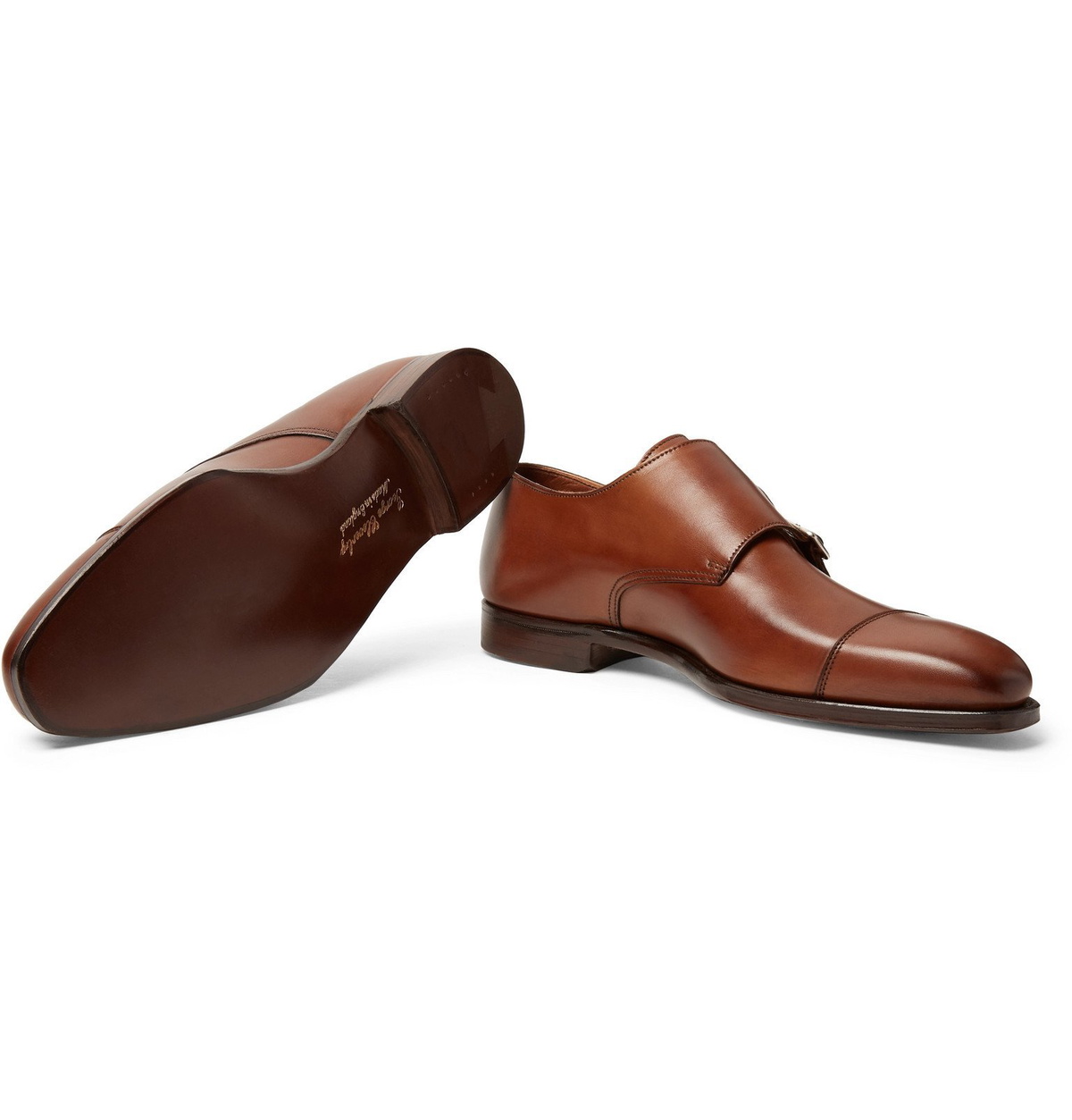 George Cleverley - Thomas Cap-Toe Leather Monk-Strap Shoes - Brown ...