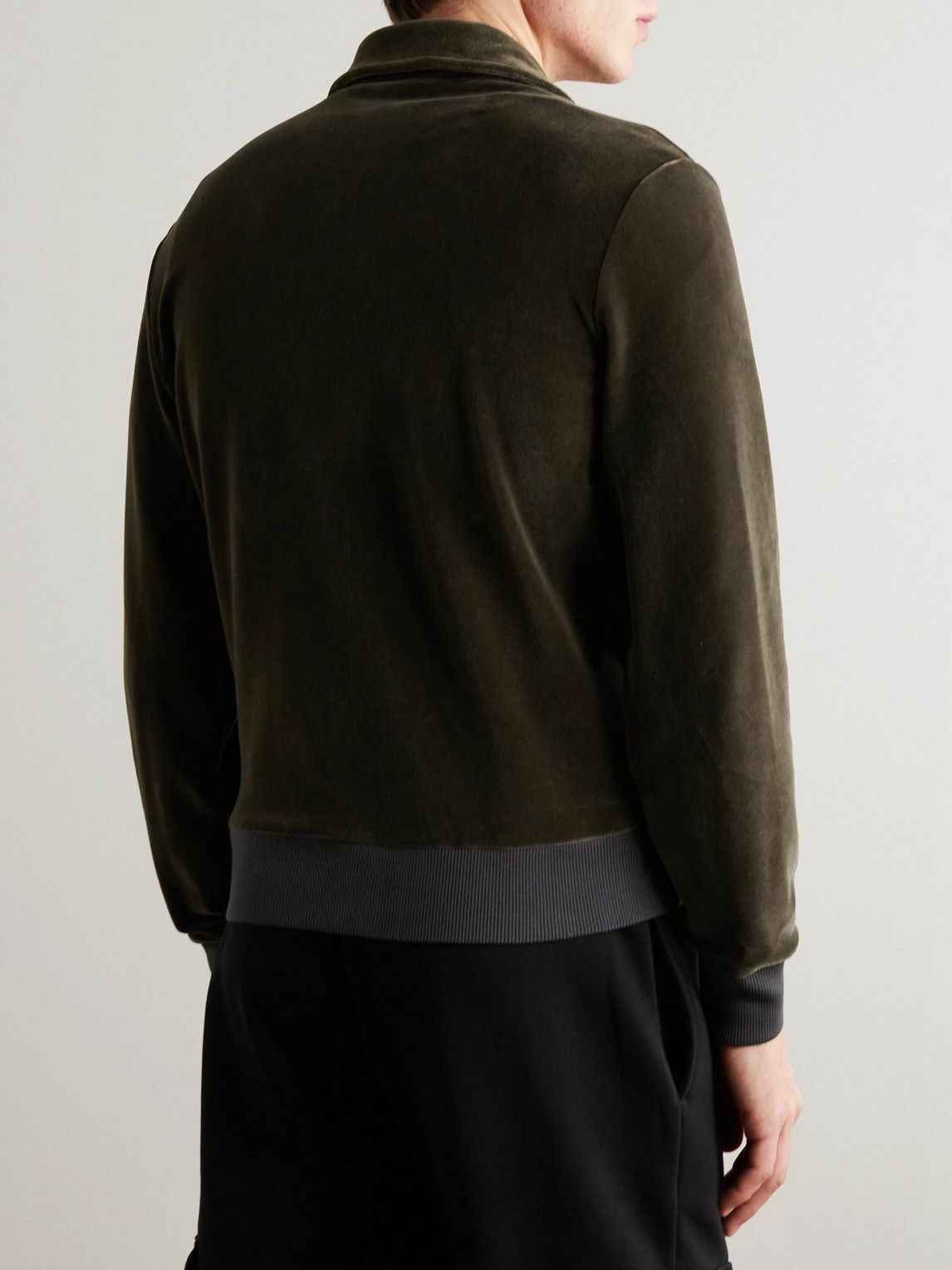 TOM FORD - Cotton-Blend Velour Track Jacket - Brown TOM FORD