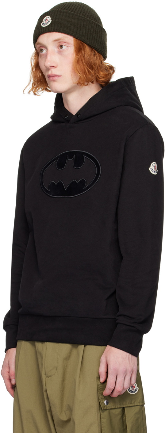 Moncler Black Flocked Batman Logo Hoodie Moncler