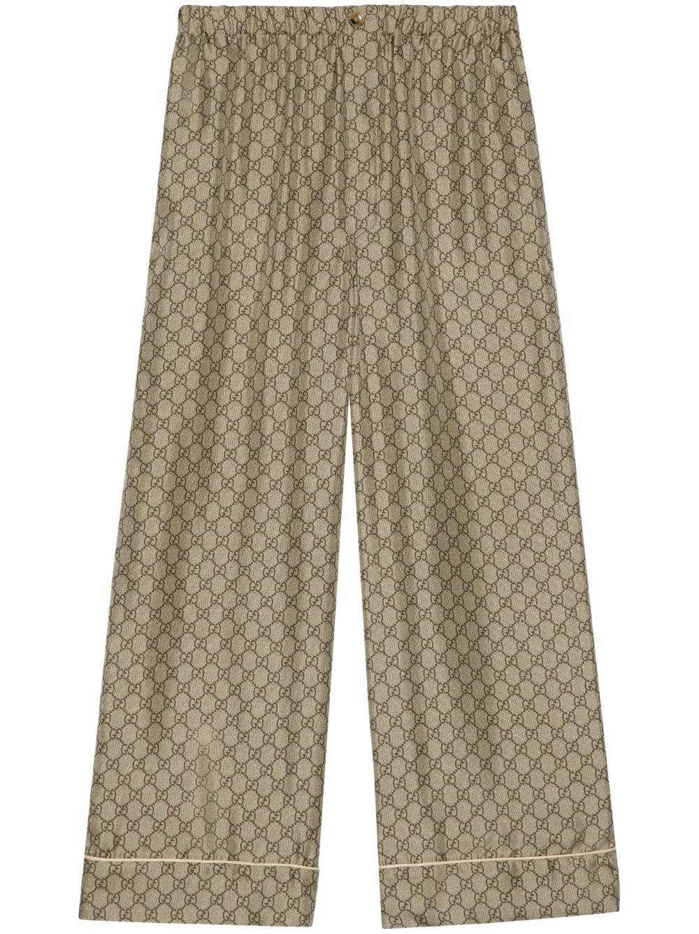 GUCCI - Gg Supreme Silk Trousers Gucci