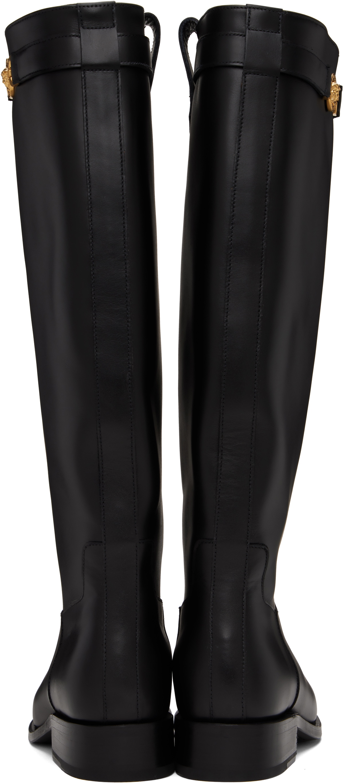 Versace Black Medusa '95 Knee High Tall Boots Versace