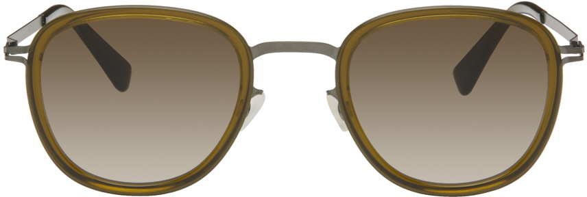 Mykita Gunmetal & Green Helmi Sunglasses Mykita
