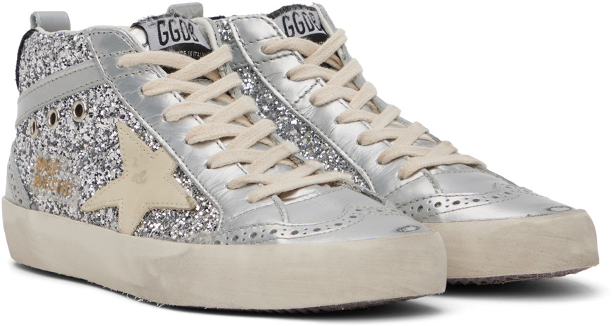 Golden Goose Silver Mid Star Sneakers Golden Goose Deluxe Brand