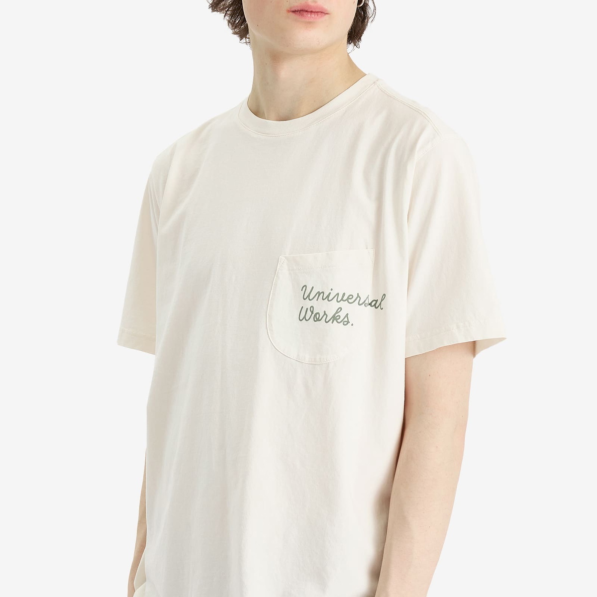 Universal Works Men's Print Pocket T-Shirt in Ecru Universal Works