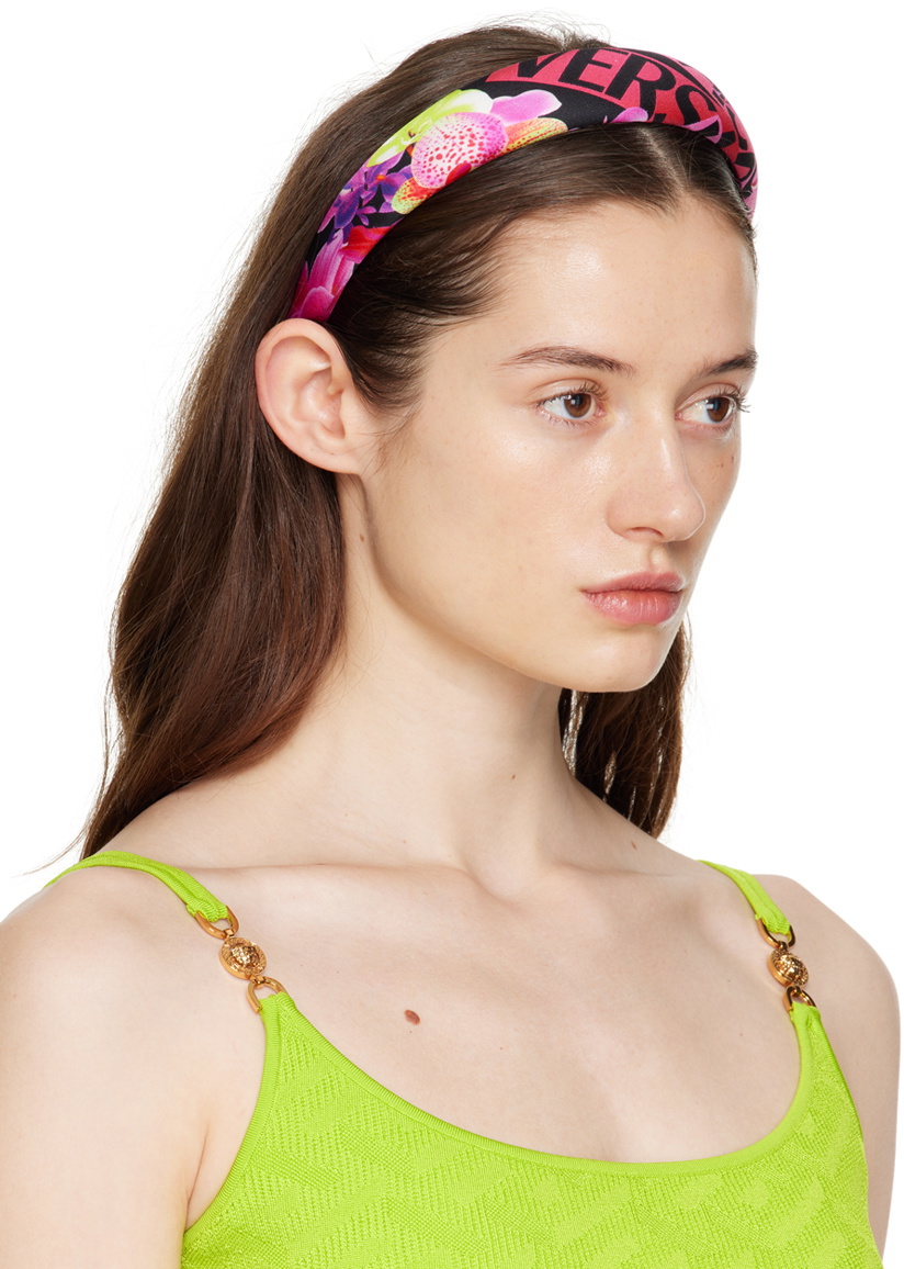 Versace Black & Pink Padded Headband Versace