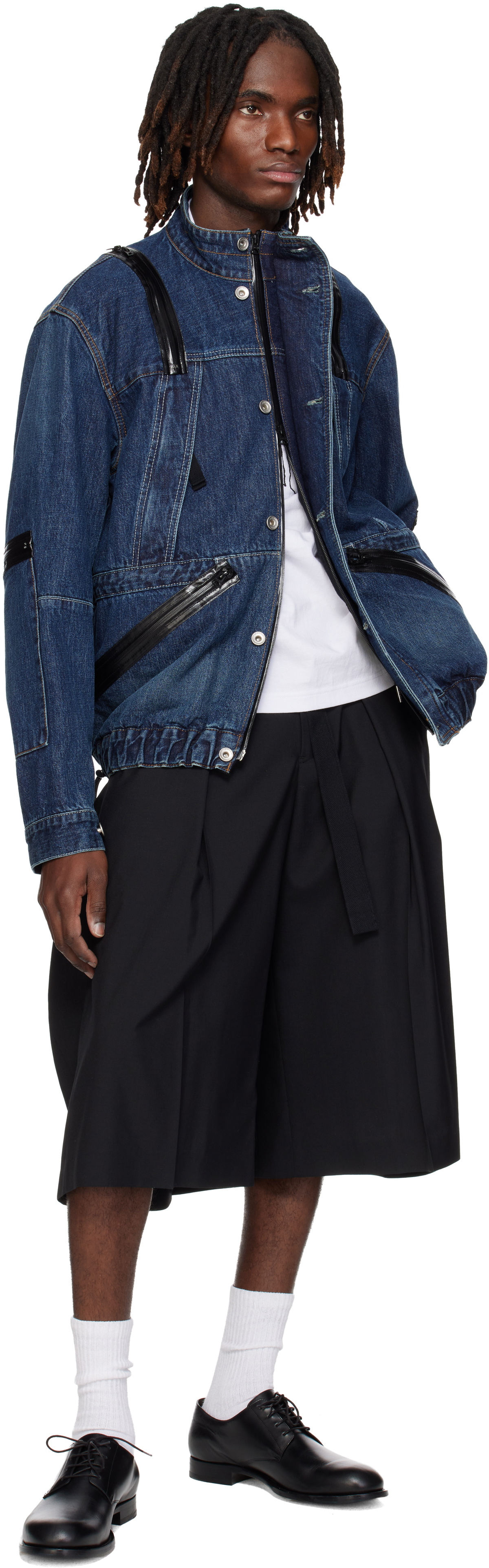 sacai Blue Blouson Denim Jacket Sacai