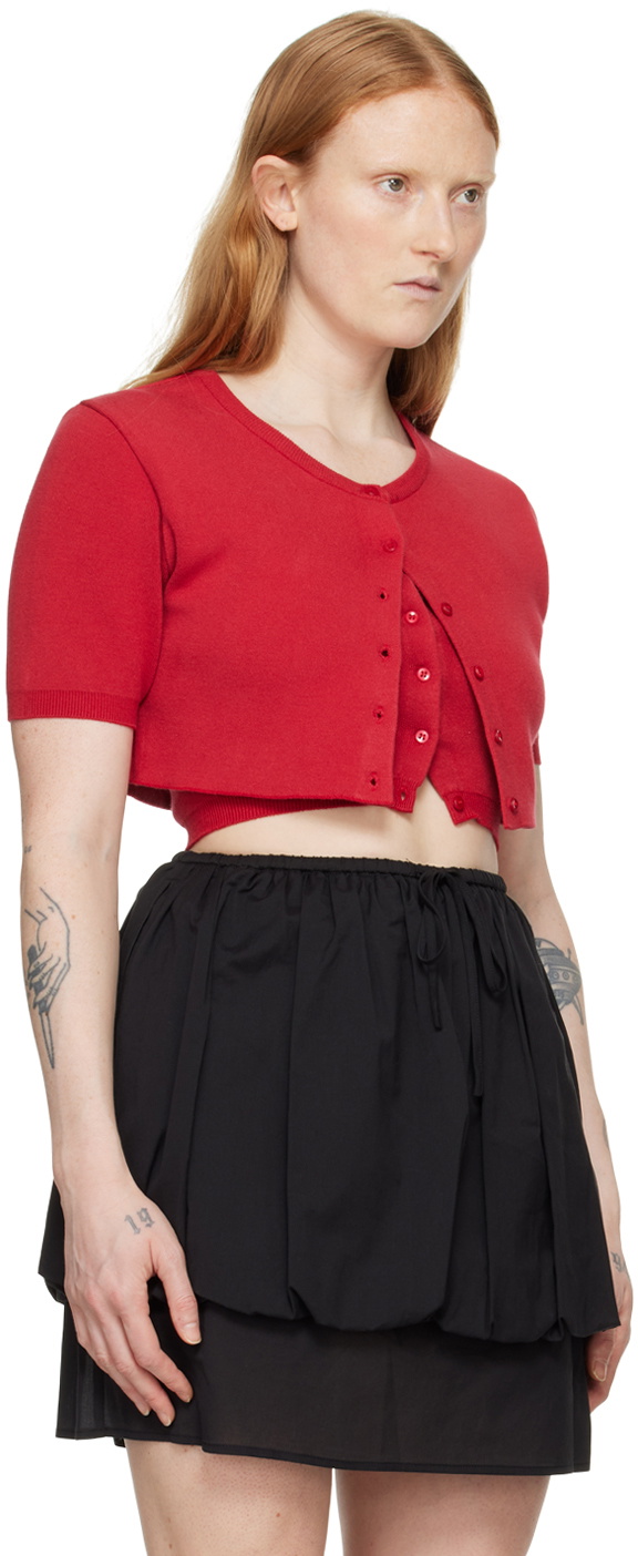 AMOMENTO Red Button Cardigan & Top Set AMOMENTO