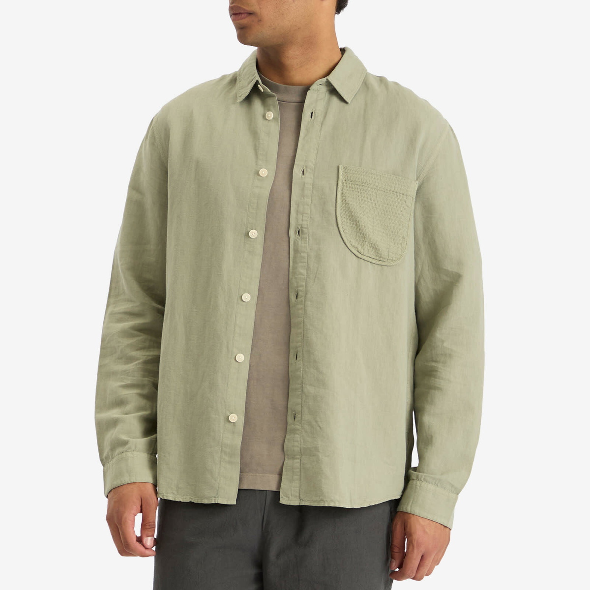 Folk Men's Contrast Pocket Shirt in Sage Folk