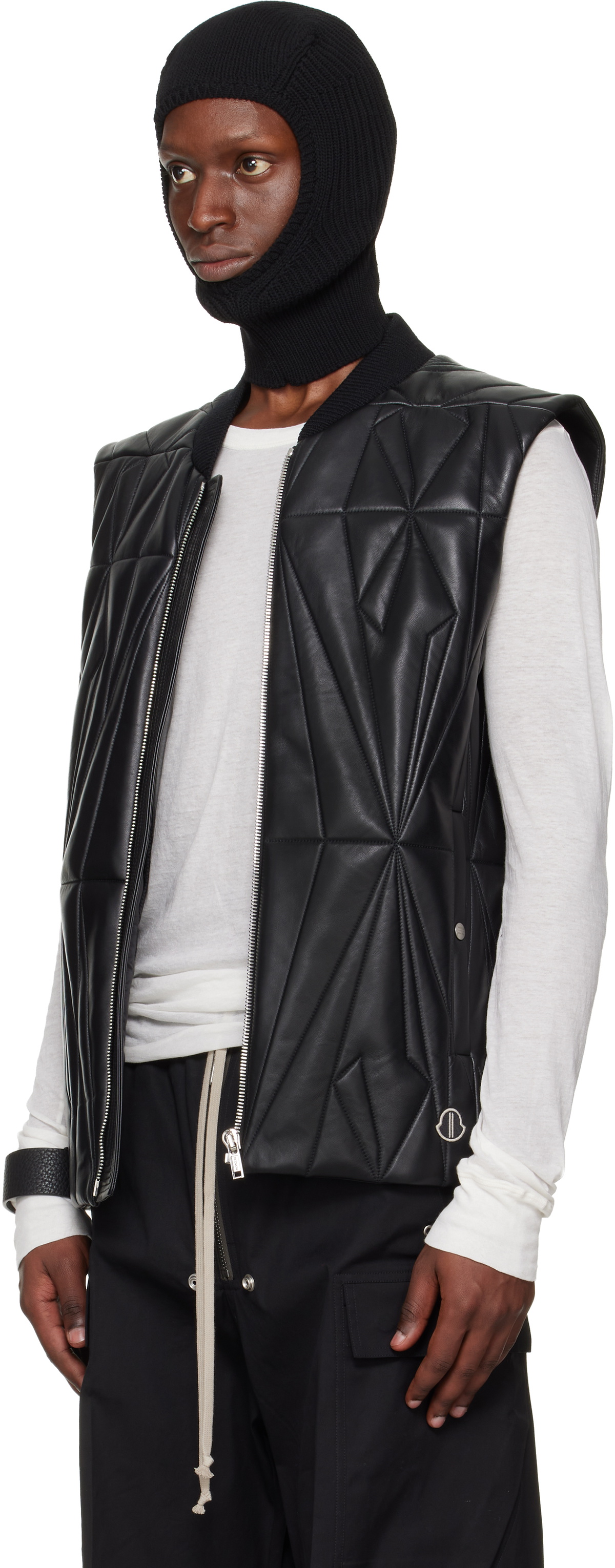 Rick Owens Moncler + Rick Owens Black Geocamo Flight Leather Vest Rick ...