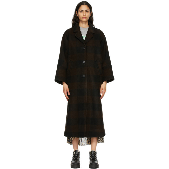 GANNI Brown Wool Oversized Coat GANNI