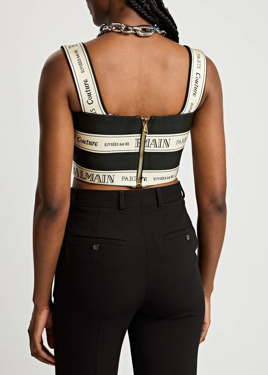 Balmain Logo-jacquard Cropped top Black Balmain