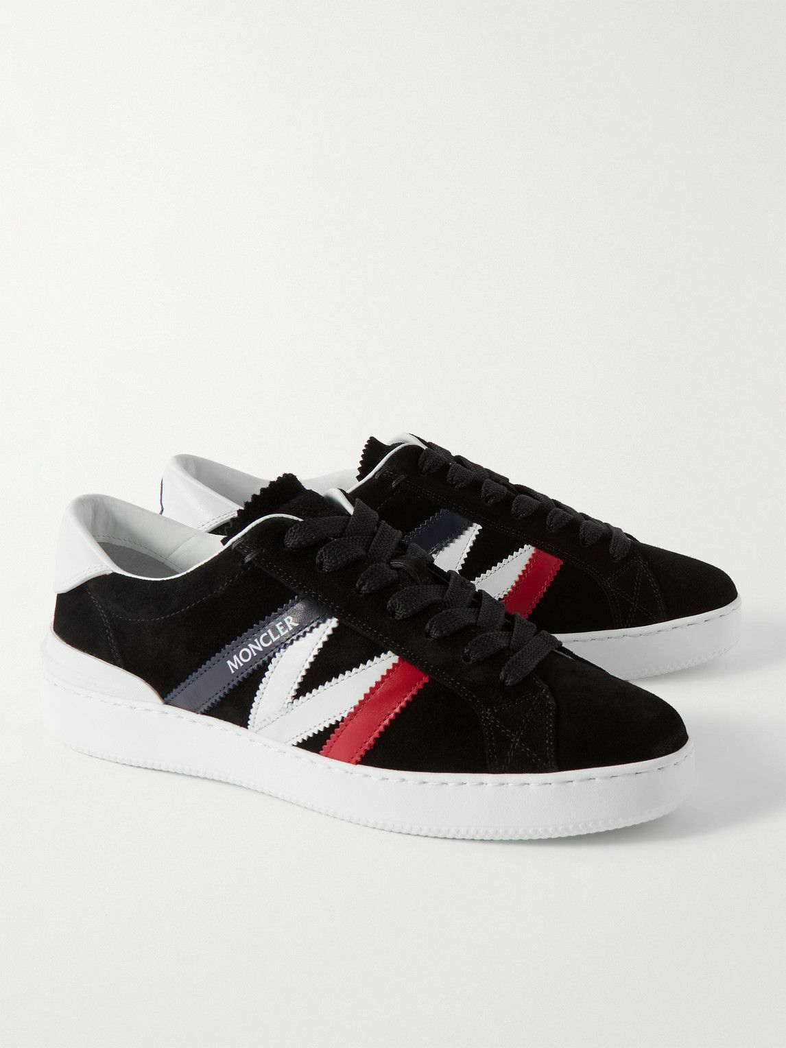 Moncler - Monaco M Leather-Trimmed Suede Sneakers - Black Moncler