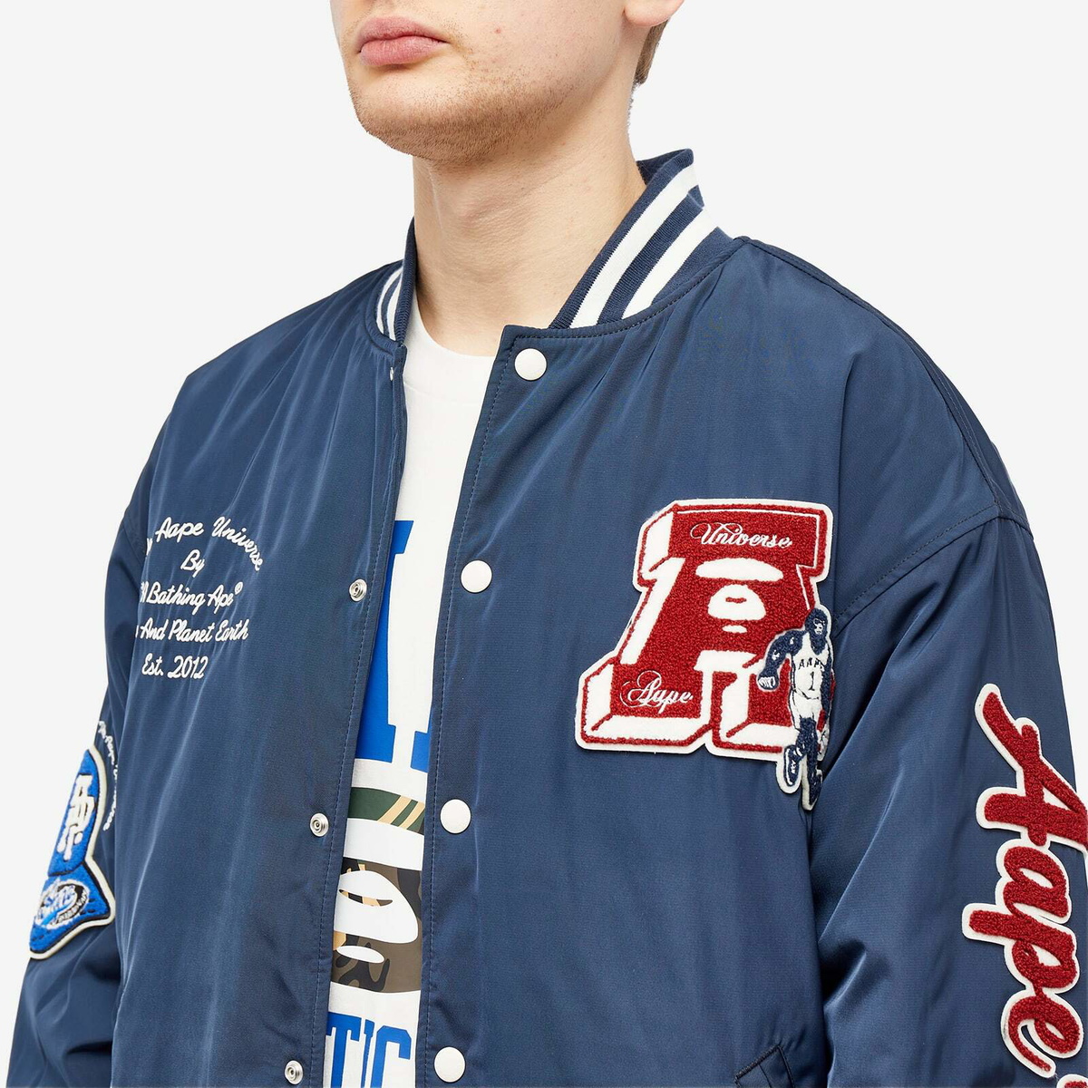 Men's AAPE College Varsity Jacket in Navy AAPE by A Bathing Ape