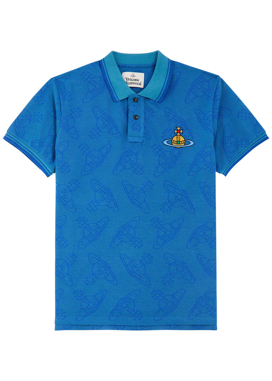 Vivienne Westwood Orb-jacquard Cotton Polo Shirt Blue Vivienne Westwood