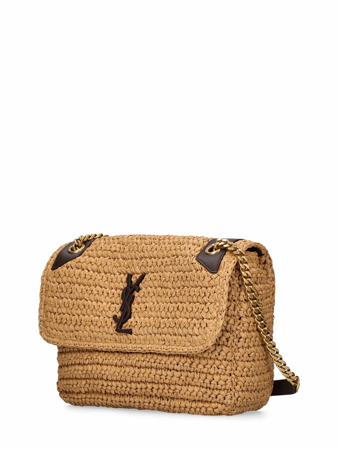 SAINT LAURENT - Medium Niki Raffia Shoulder Bag Saint Laurent