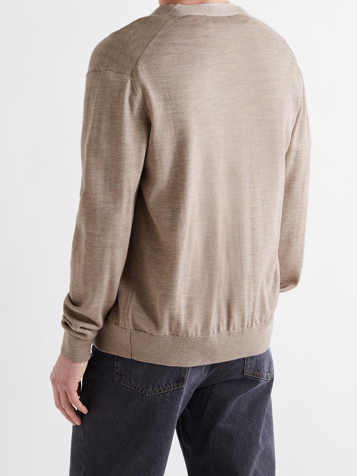 MAISON KITSUNÉ - Logo-Appliquéd Mélange Merino Wool Cardigan - Neutrals ...