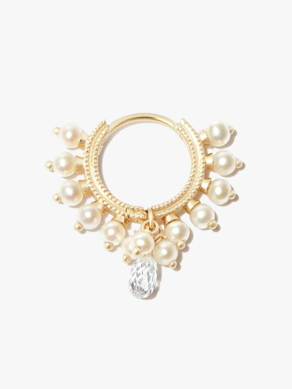 MARIA TASH 18K Yellow Gold Coronet Diamond And Pearl Hoop Earring Maria ...