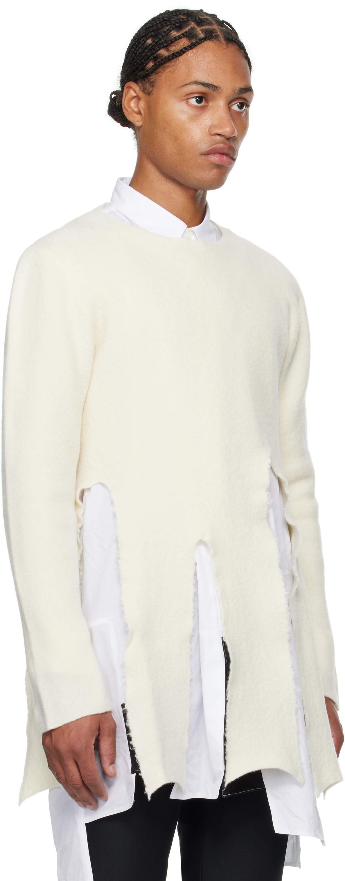 Comme des Garçons Homme Plus Off-White Worsted Wool Sweater Comme des ...