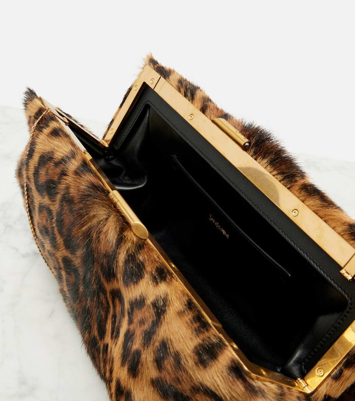 Saint Laurent Leopard-print calf hair clutch Saint Laurent