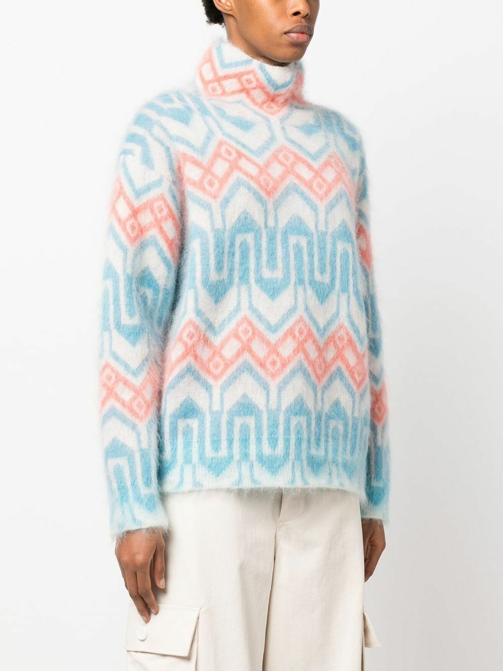 Moncler Grenoble Blue Jacquard Sweater Moncler Grenoble