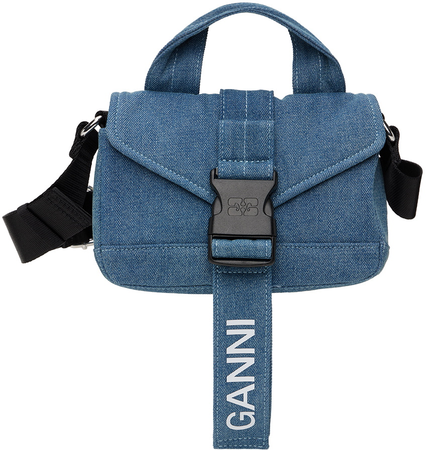 GANNI Blue Recycled Tech Mini Denim Bag GANNI