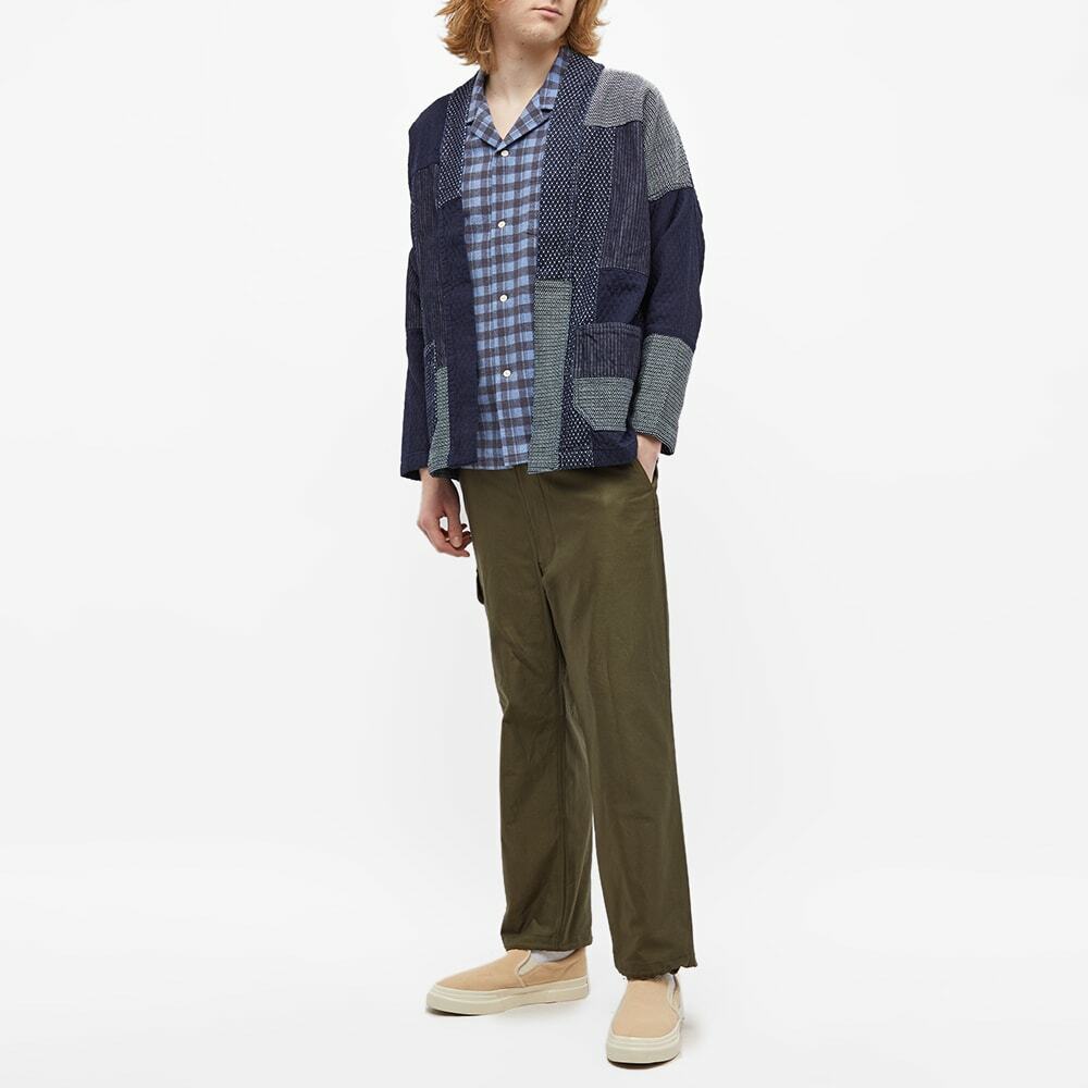 FDMTL Men's Boro Patchwork Haori Jacket in Rinse Indigo FDMTL