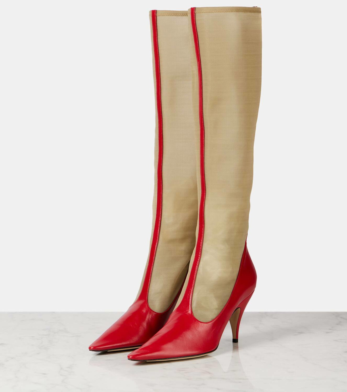 The Row Mesh and leather knee-high boots The Row