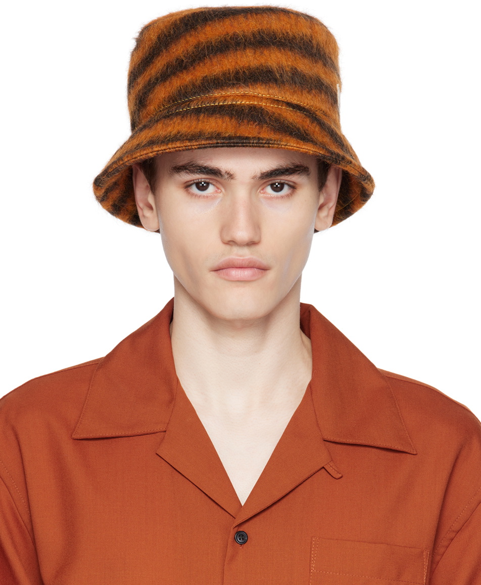 Marni Black & Orange Striped Bucket Hat Marni