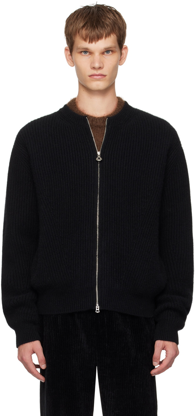 Solid Homme Black Zip-Up Sweater Solid Homme