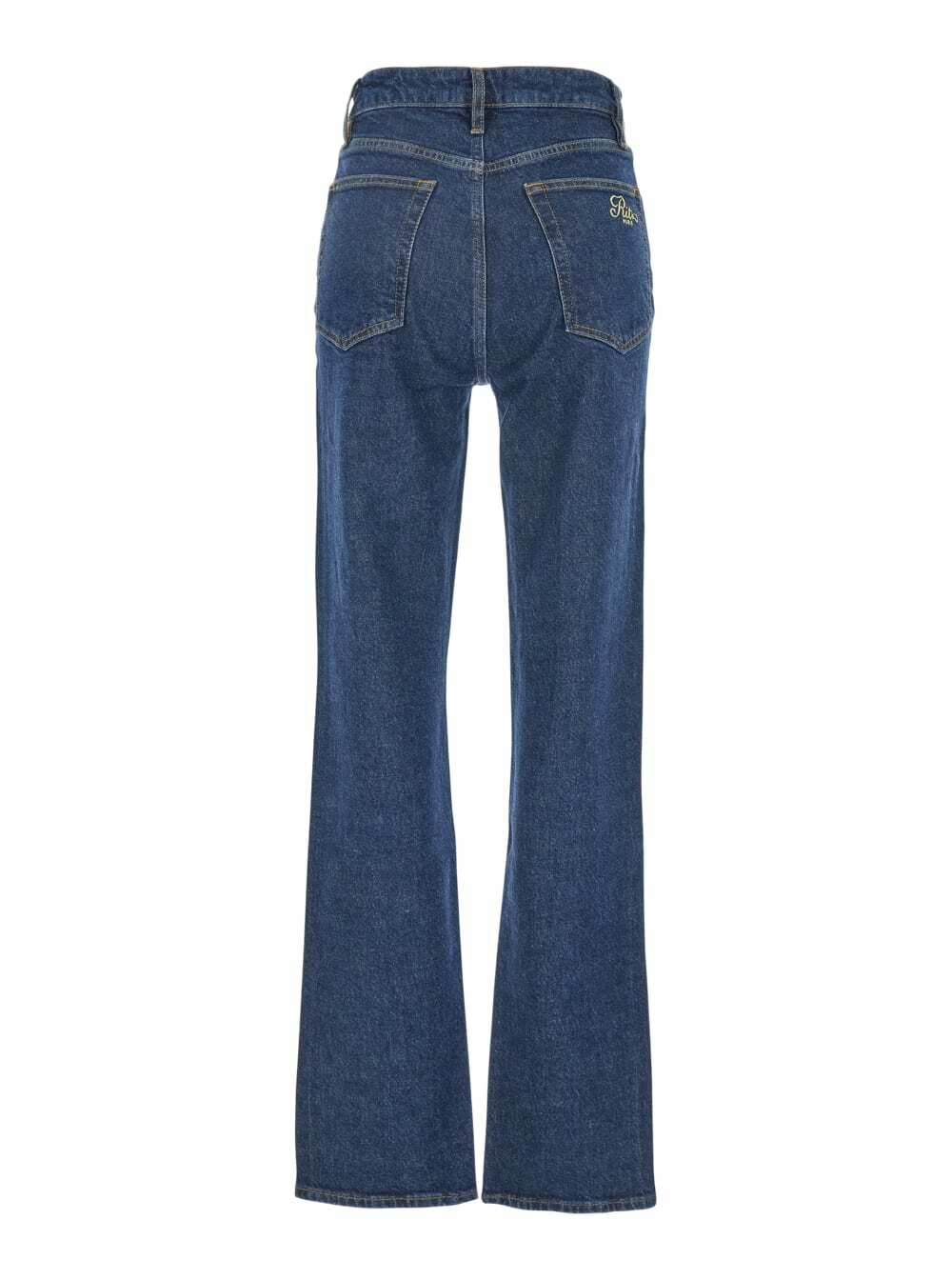 Frame the Ritz Ruler Blue Flared Jeans With Logo Plaque On The Waist ...