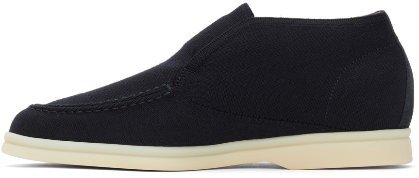 Loro Piana Navy Knit Open Walk Boots Loro Piana