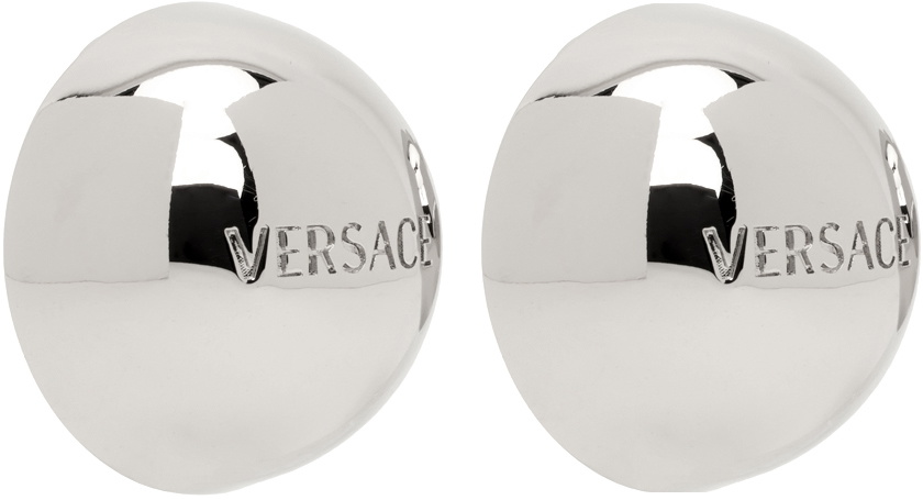 Versace Silver Logo Earrings Versace