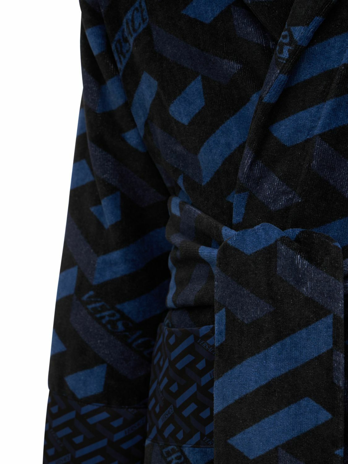 VERSACE - Monogram Print Cotton Bathrobe Versace