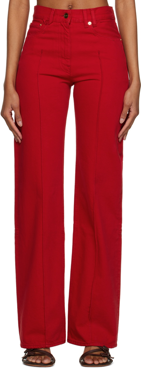 Jacquemus Red Le Raphia 'Le de Nîmes Bordado' Jeans Jacquemus