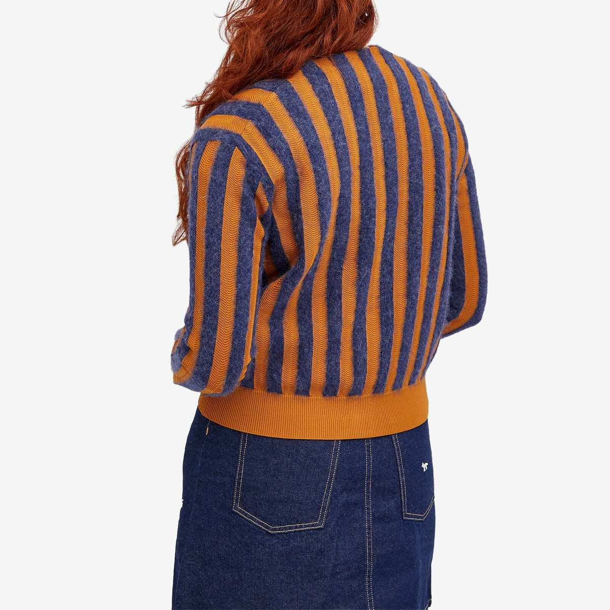 Maison Kitsuné Women's Striped Comfort Cardigan in Ink Blue/Mustard ...