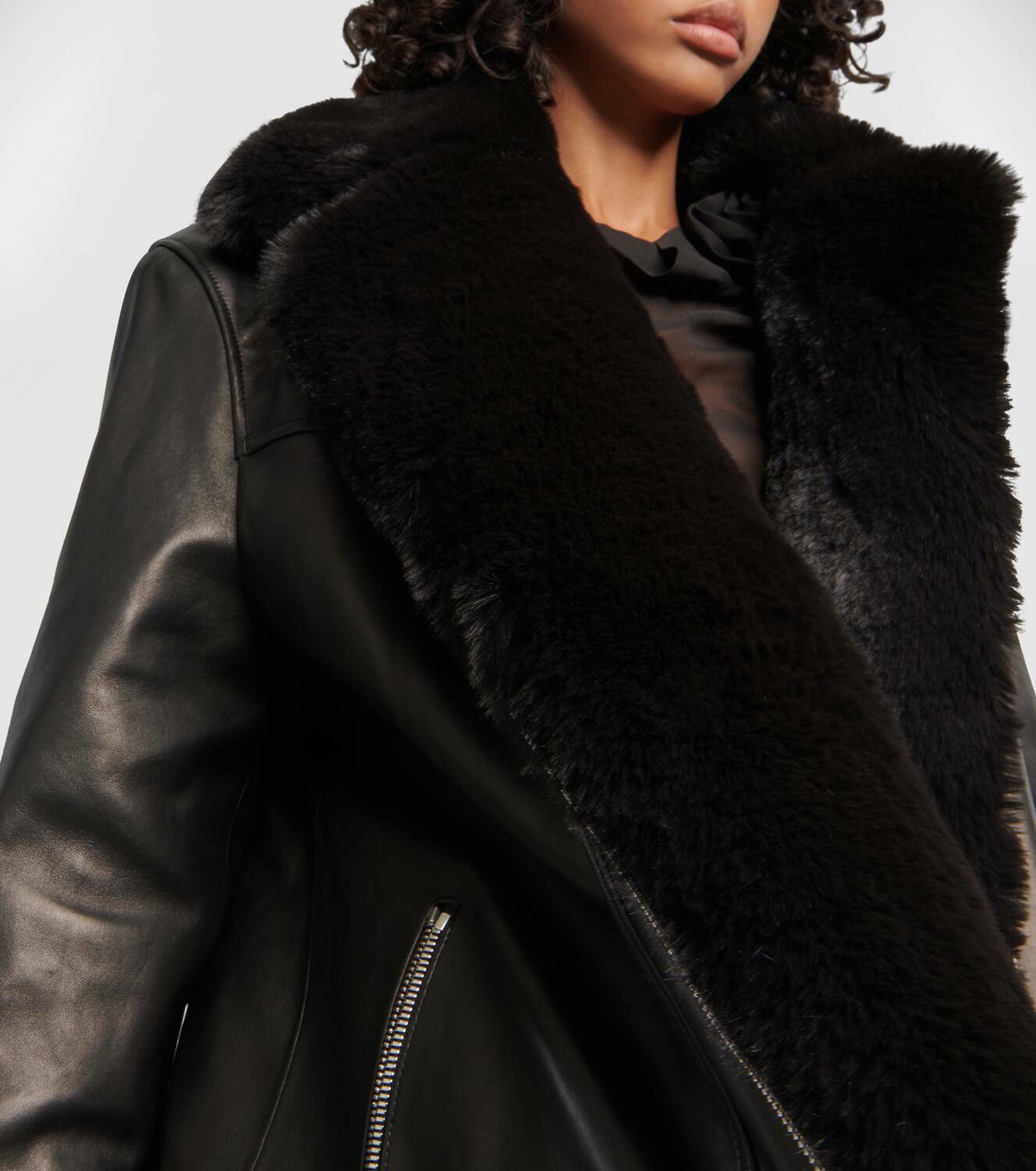 Magda Butrym Faux fur-trimmed leather jacket Magda Butrym