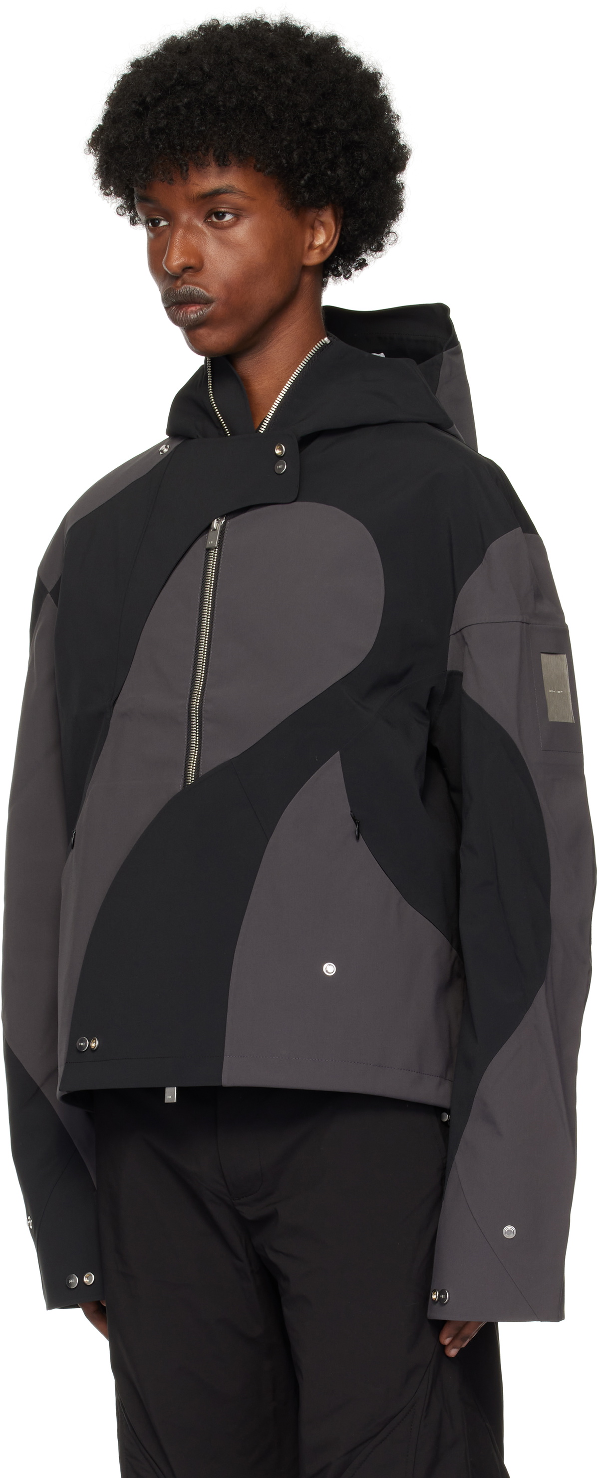 HELIOT EMIL Black & Gray Trident Technical Jacket Heliot Emil